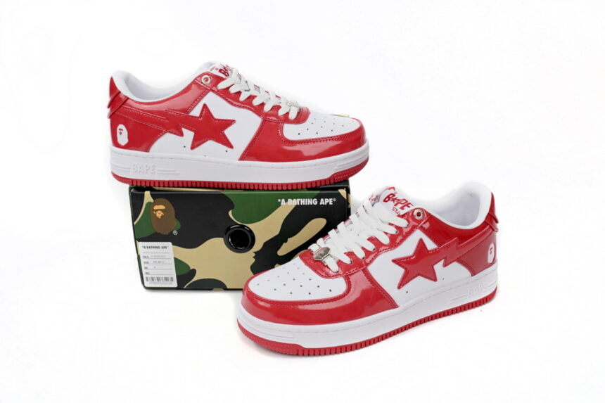 A Bathing Ape Bape Sta Low Red And White Mirror Surface - Naya's Vault